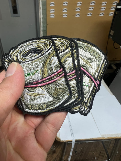 Money Rubber Band Embroidery Iron-on Patch | tshirtprintsnyc