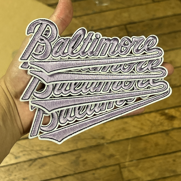 Baltimore Purple Iron-on Embroidery logo | tshirtprintsnyc